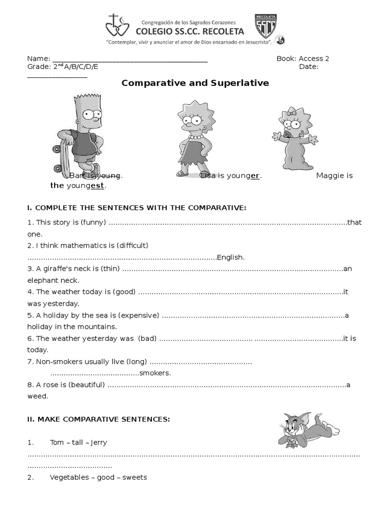 Comparative and Superlative Forms in 2nd Grade Grammar Lesson | PDF