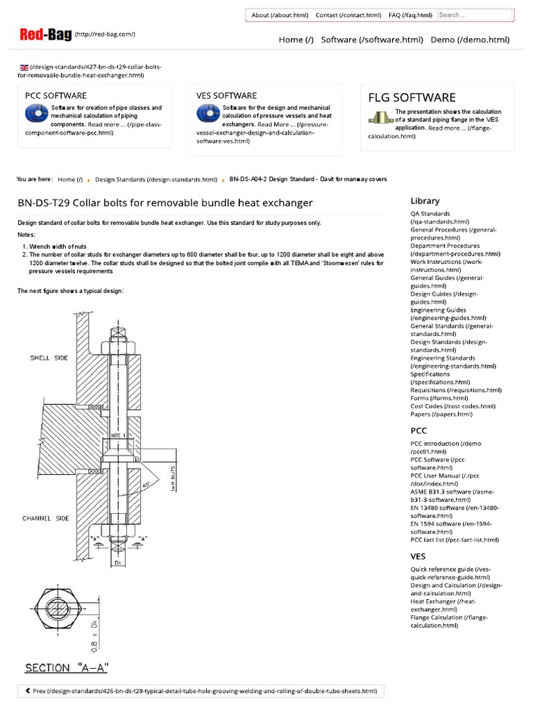 BN-DS-T29 Collar Bolts For Removable Bundle Heat Exchanger | PDF | Chemical Engineering ...