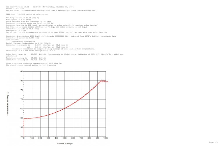 IEEE STD 738-2013 Steady-State Thermal Rating Report (50 Ambinet) | PDF ...