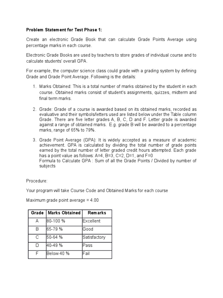 Problem Statement For Test Phase 1 | PDF