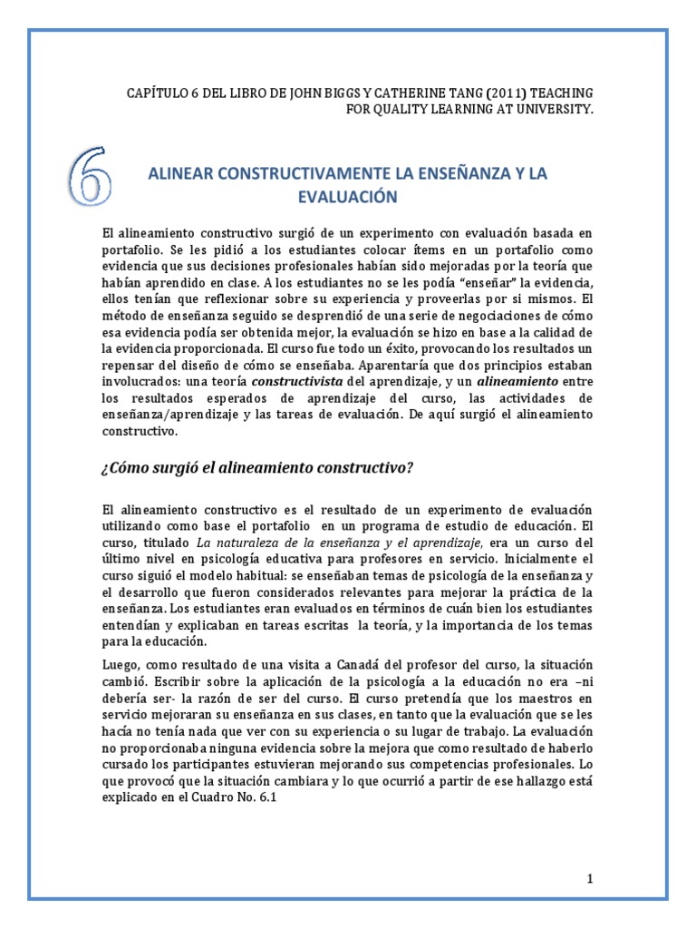 Alineamiento Constructivo Biggs | PDF | Maestros | Aprendizaje