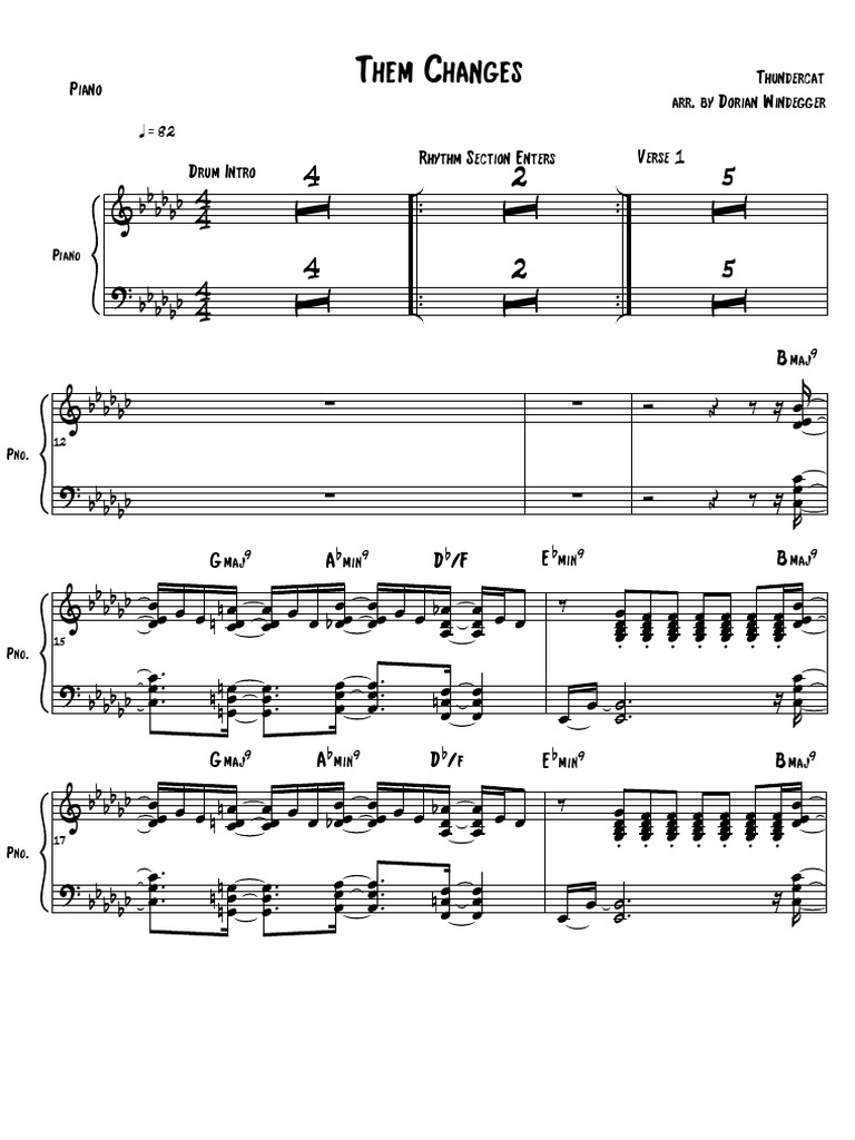 Them Changes Piano - Piano | PDF