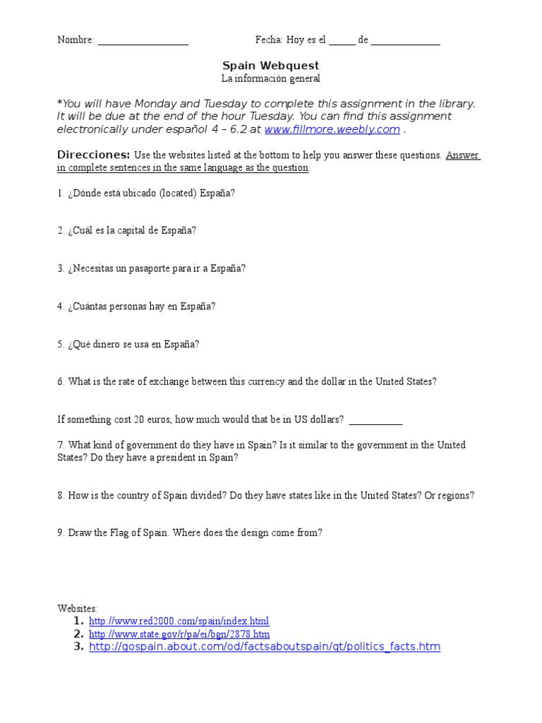 Spain Webquest | PDF | Spanish Cuisine | Spain