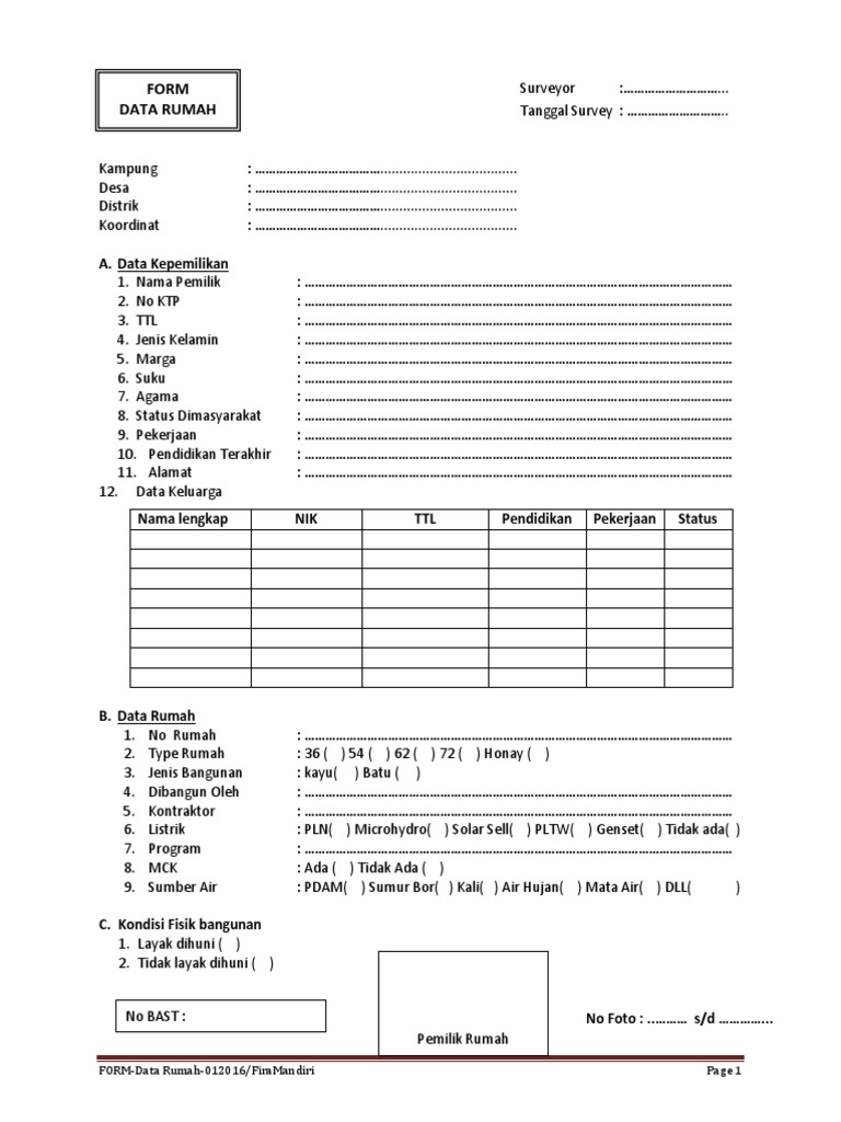 Form Data Aset Rumah | PDF | Olahraga & Rekreasi | Hukum
