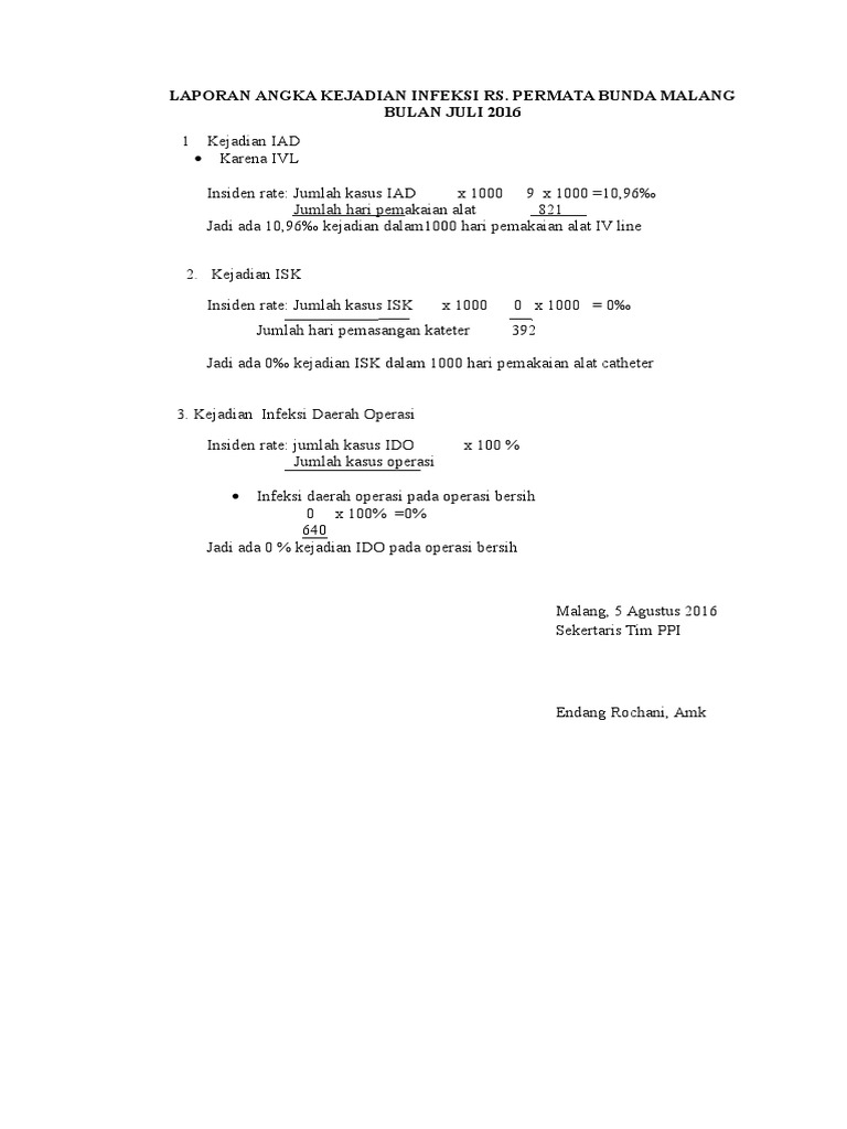 Contoh Laporan Insiden Rate | PDF