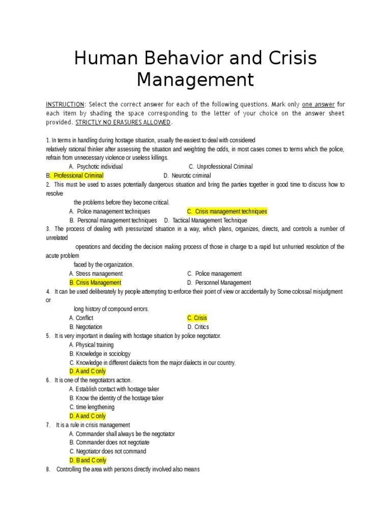 Human Behavior in Crisis Management | PDF | Crisis Management | Negotiation