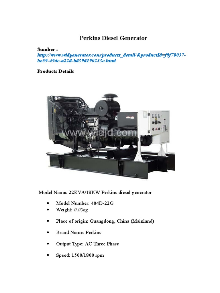 Generator Sincron 3 Phasa 404D-22G Perkins | PDF | Fuel Injection | Engines