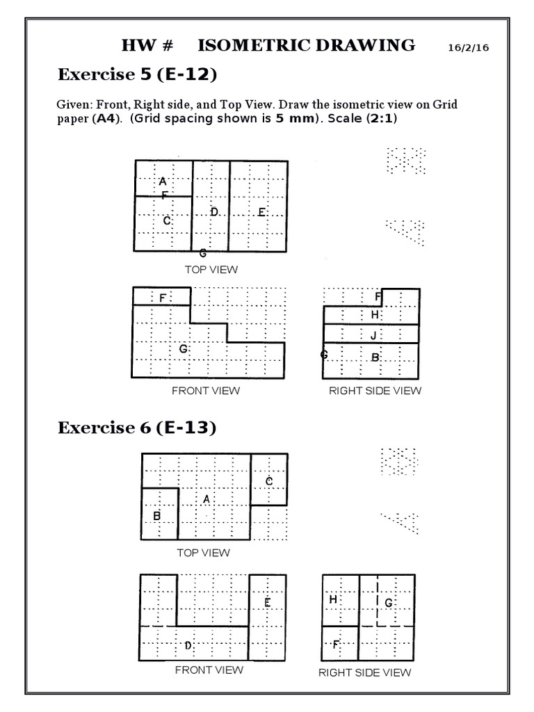 Isometric Drawing Exercises In Mm ISOMETRIC DRAWING CRATING OF 3D