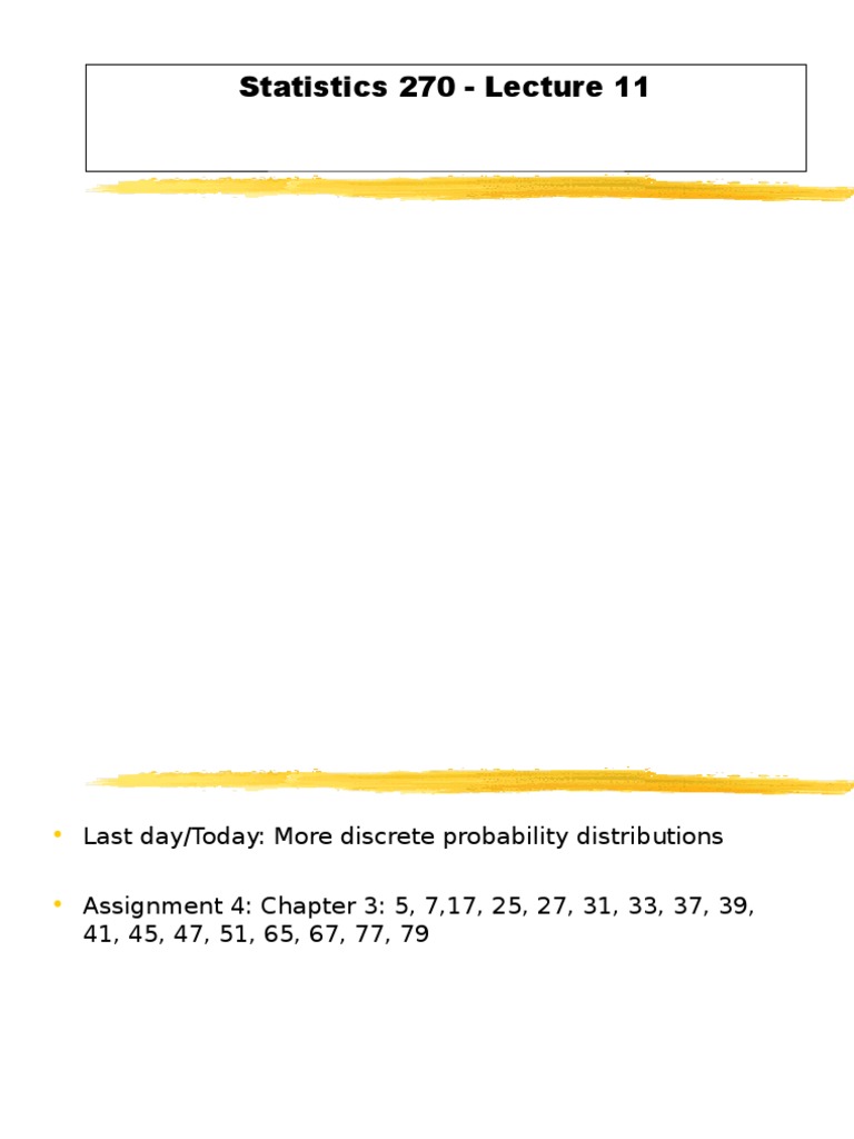 Statistics 270 - Lecture 11 | PDF
