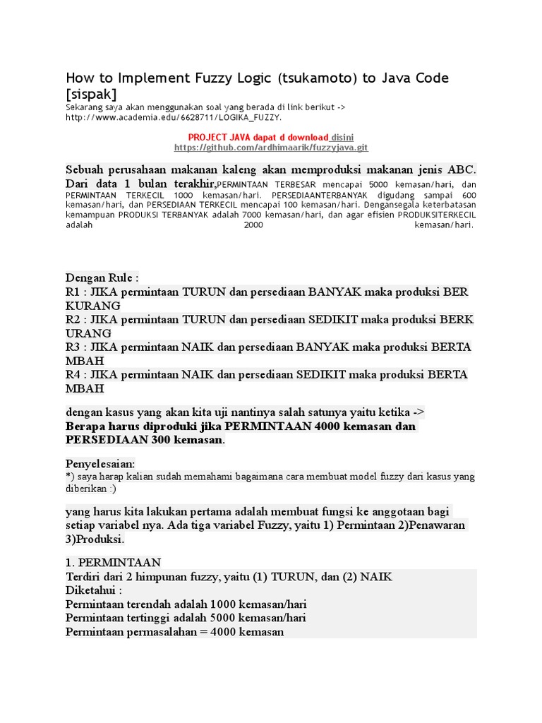 Implementasi Fuzzy Logic di Java | PDF