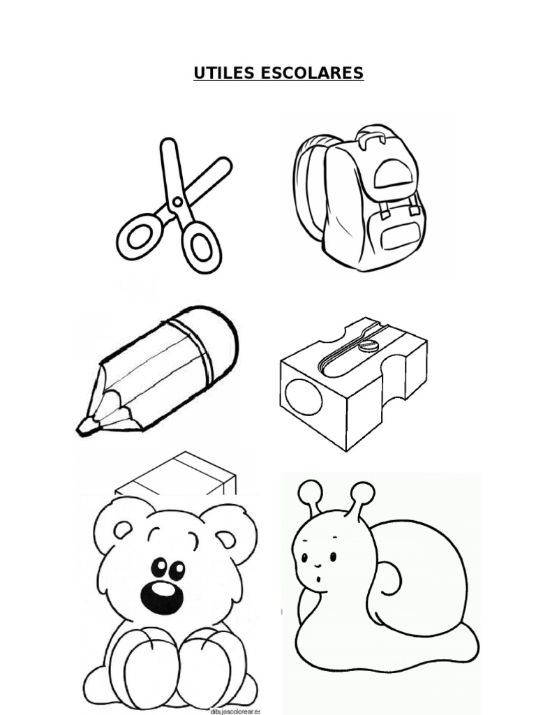 UTILES ESCOLARES Y FIGURAS PARA COLOREAR