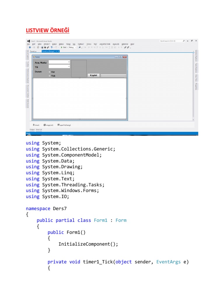 C# ListView Example with Timer | PDF