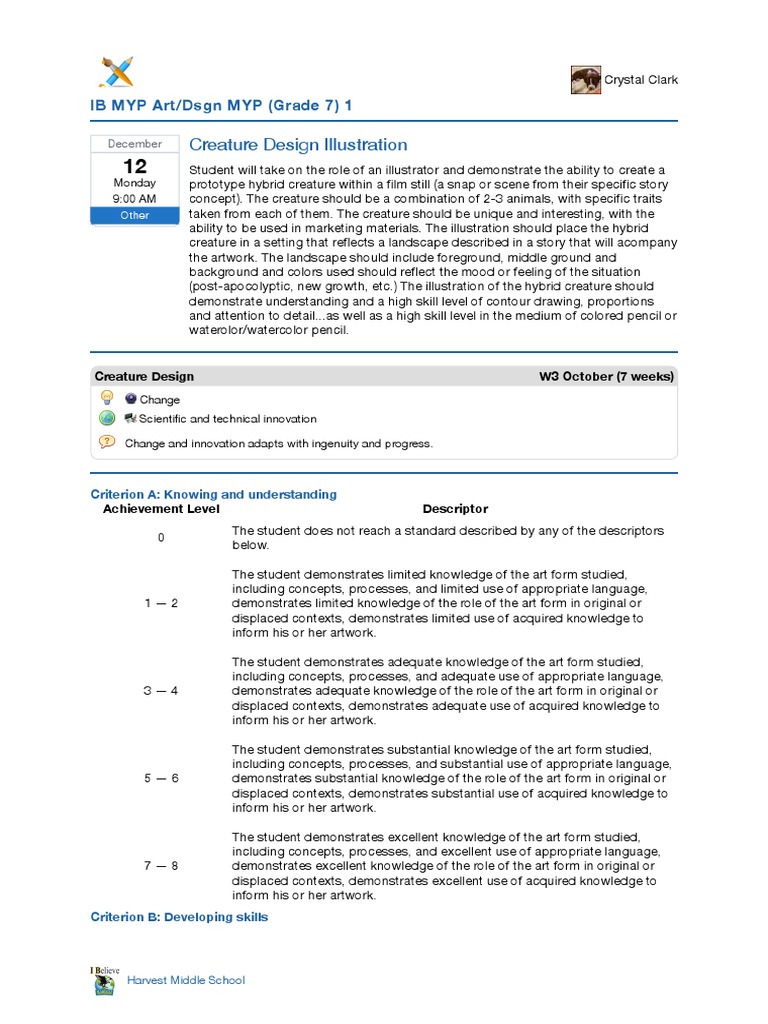 Creature Design Illustration Rubric | PDF | Watercolor Painting | Knowledge