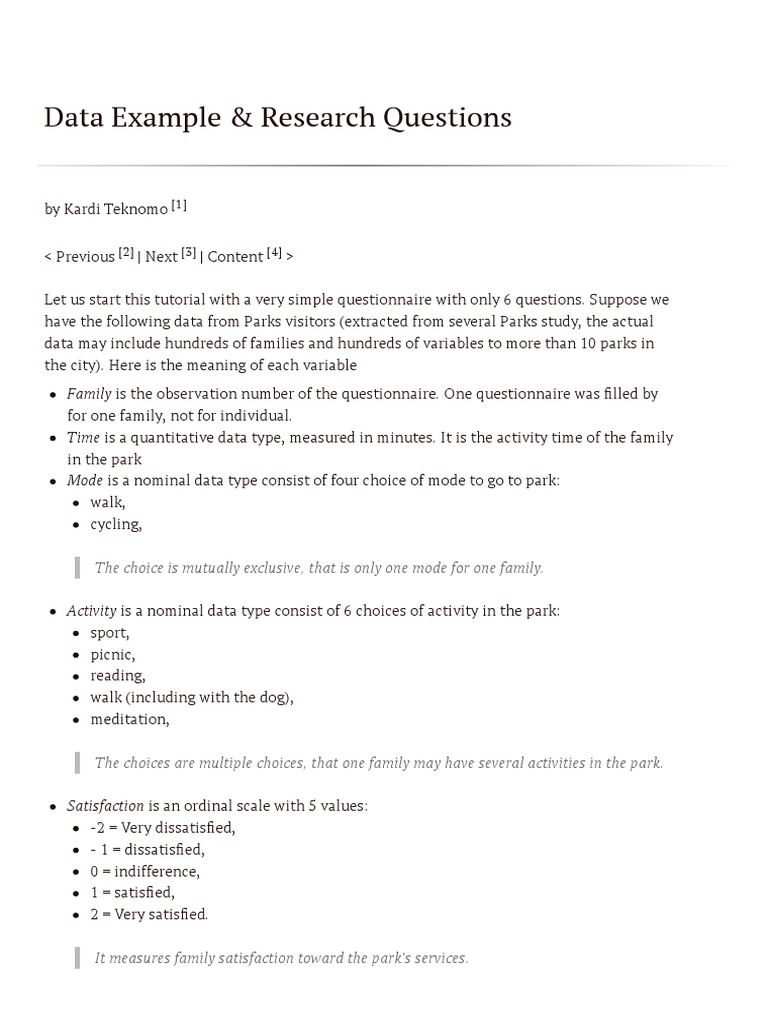Park Visitor Data Analysis Guide | PDF | Level Of Measurement ...