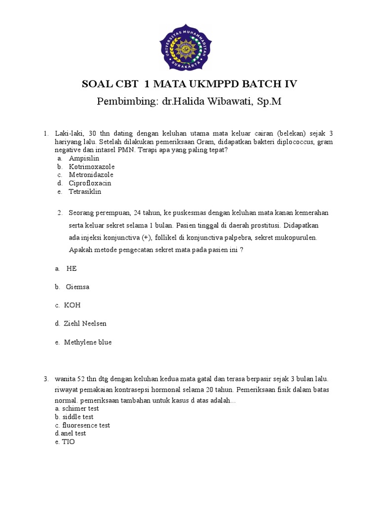 Soal CBT Mata Yang Ke 1 Batch IV (SDH Print) | PDF