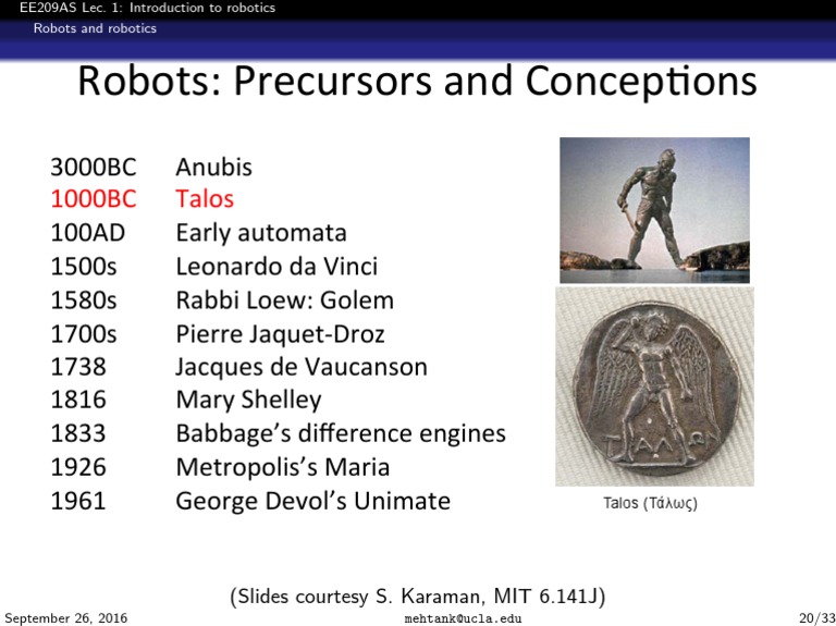 Robots: Precursors and Concep-Ons: 1000BC Talos | PDF