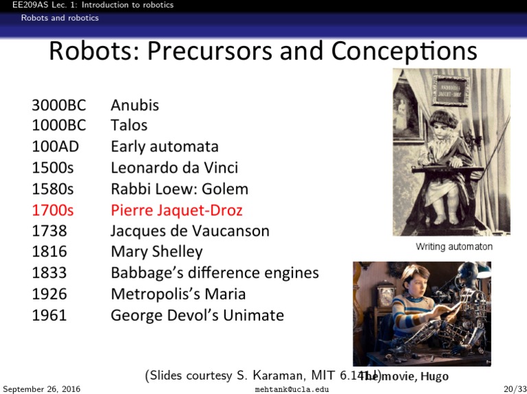 Robots: Precursors and Concep-Ons: 1700s Pierre Jaquet - Droz | PDF