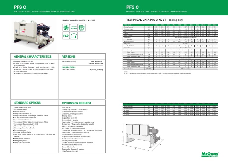 McQuay PFS C Data Sheet Eng | PDF | Heat Exchanger | Air Conditioning