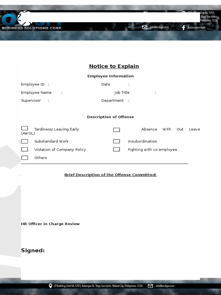 Notice To Explain | PDF