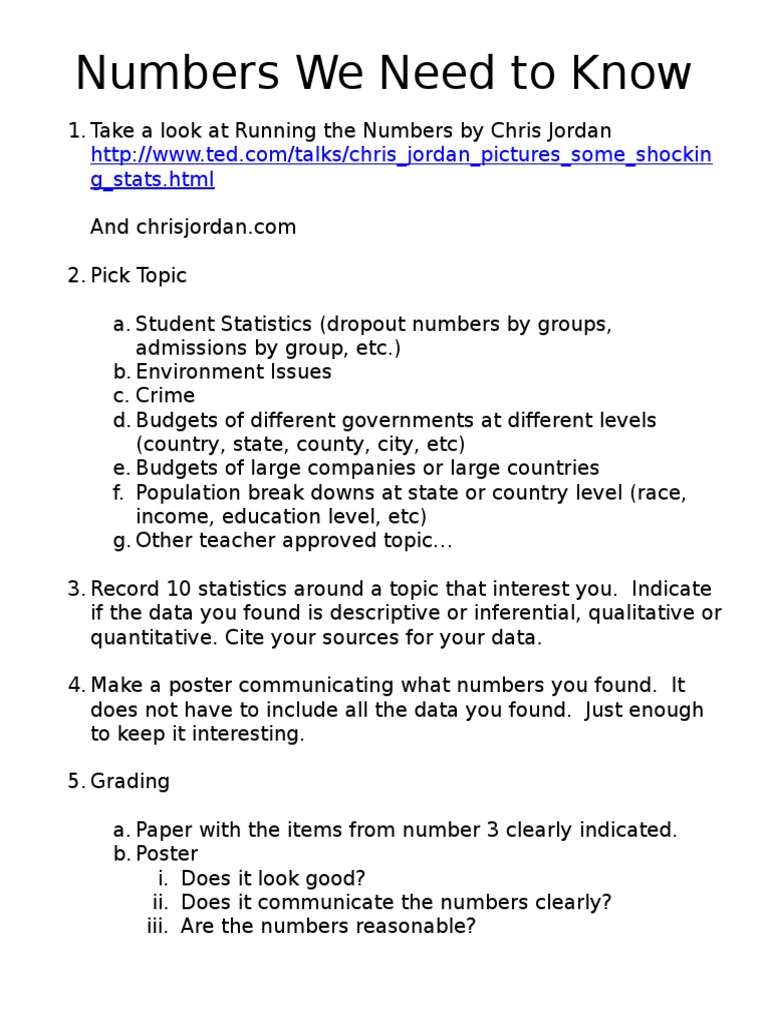 Numbers We Need To Know: G - Stats - HTML | PDF
