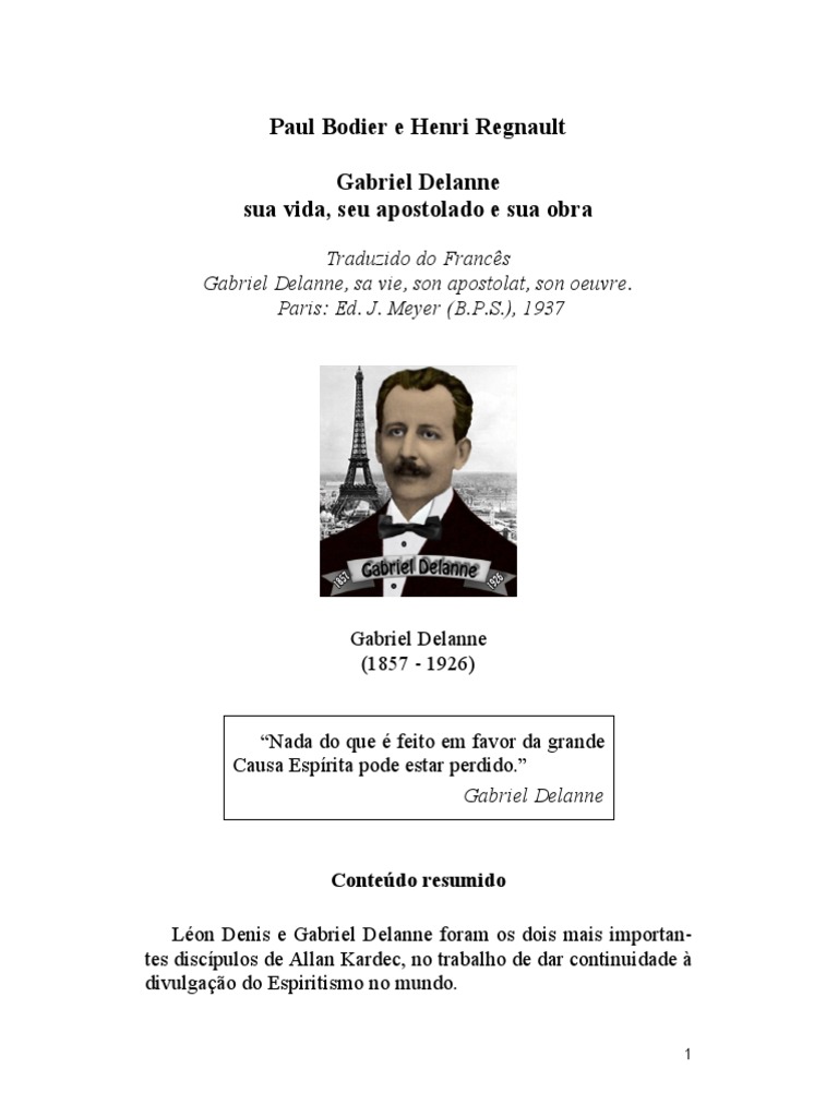 A Vida e Obra de Gabriel Delanne: Um dos Mais Importantes Discípulos de ...