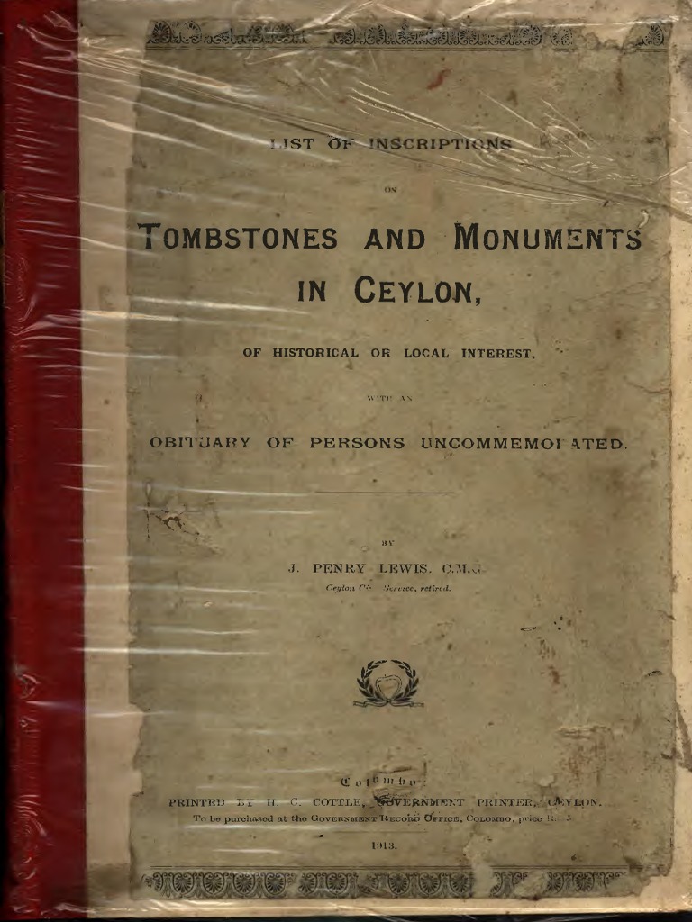 Tombstones and Monuments in Ceylon | PDF | Sri Lanka | Unrest