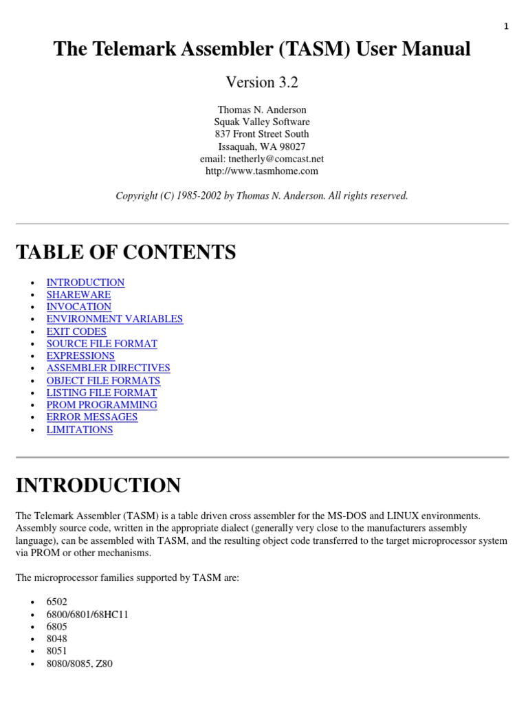 Tasm Manual | PDF | File Format | Assembly Language
