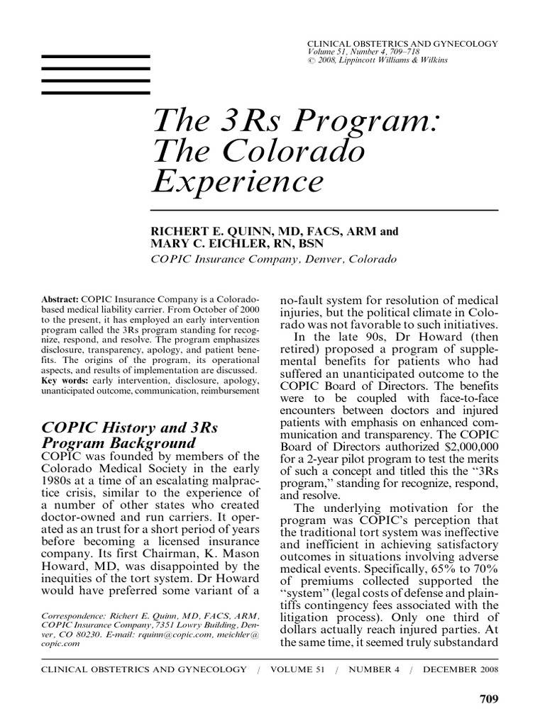 Colorado's 3Rs Medical Program | PDF | Physician | Patient
