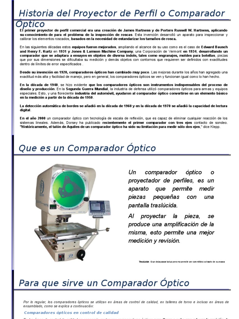 Comparador Optico | Tornillo | Óptica