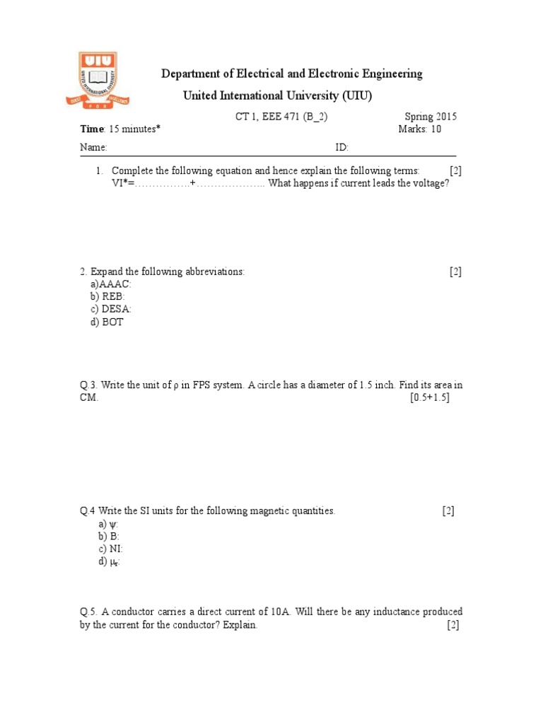 Department of Electrical and Electronic Engineering United International University (UIU) | PDF
