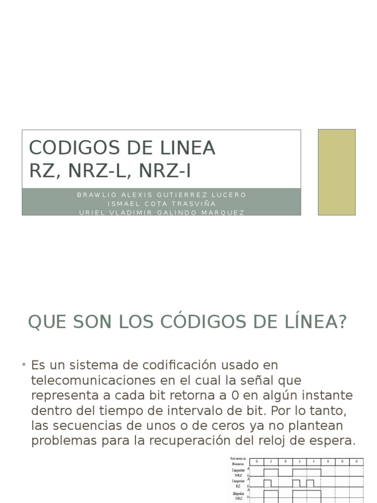 Codigos de Linea RZ, NRZ-L, NRZ-I | PDF | Ingeniería en ...