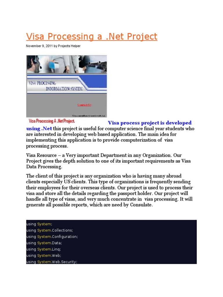 VISA Processing Projects | Travel Visa | Web Application