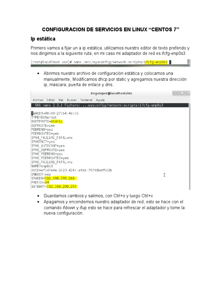 Informe Servicios Linux DNS DHCP HTTP SSH | PDF | Dirección IP | sistema de nombres de dominio