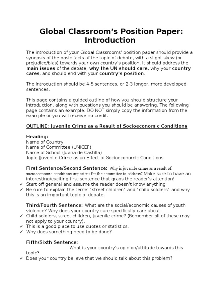Position Paper Outline Introduction | PDF