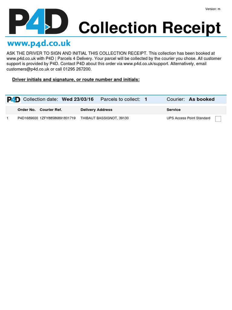 manifestCollectonReceipt PDF | PDF | Business
