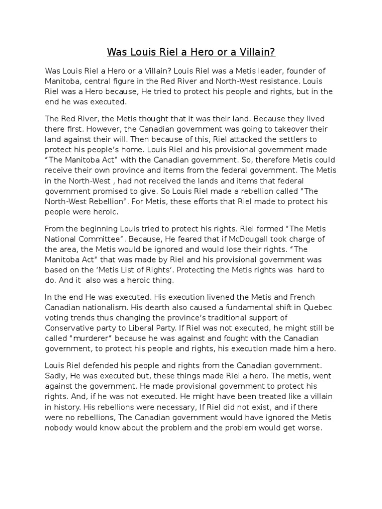 Was Louis Riel A Hero or A Villain | PDF | Politics | Social Science