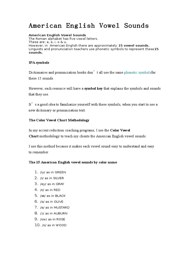 American English Vowel Sounds | PDF | Vowel | English Language