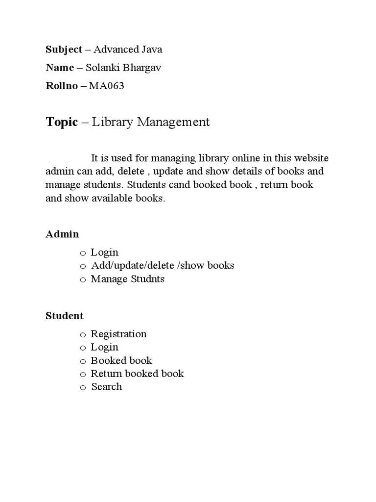 Advanced Java Library Management System | PDF