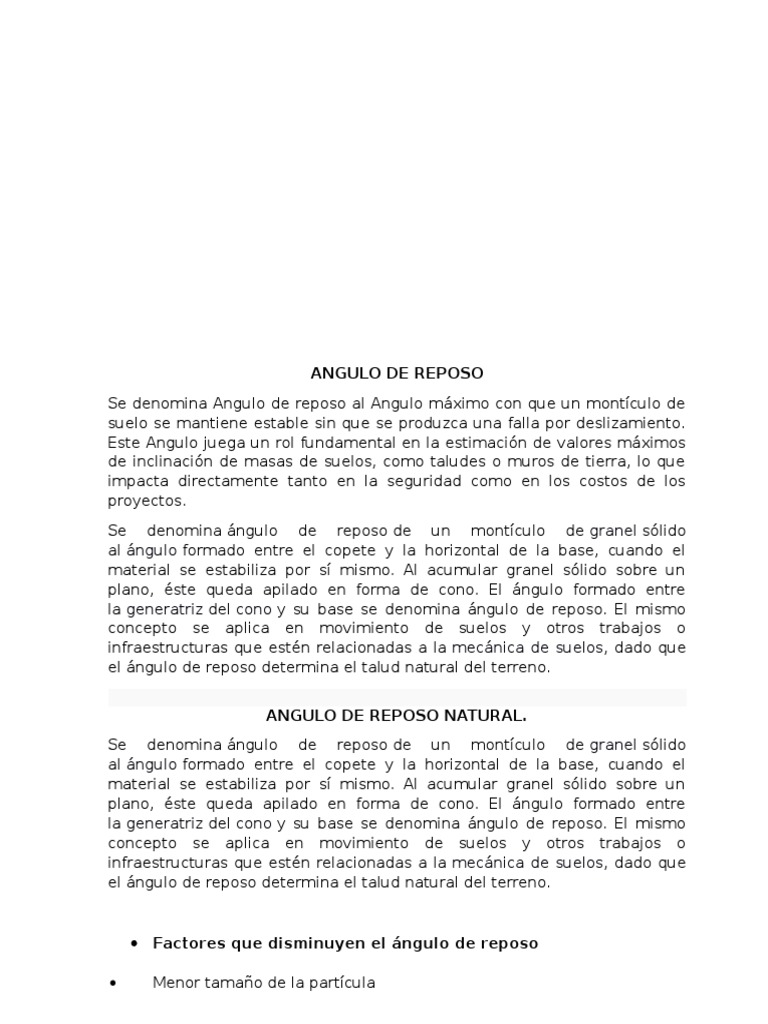 Angulo de Reposo | PDF | Materiales | Ingeniería mecánica