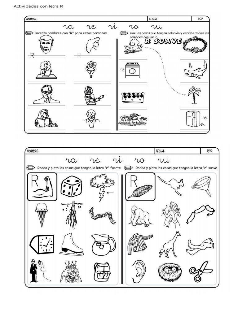 Actividades para trabajar la letra R | PDF | Artes del Lenguaje y ...