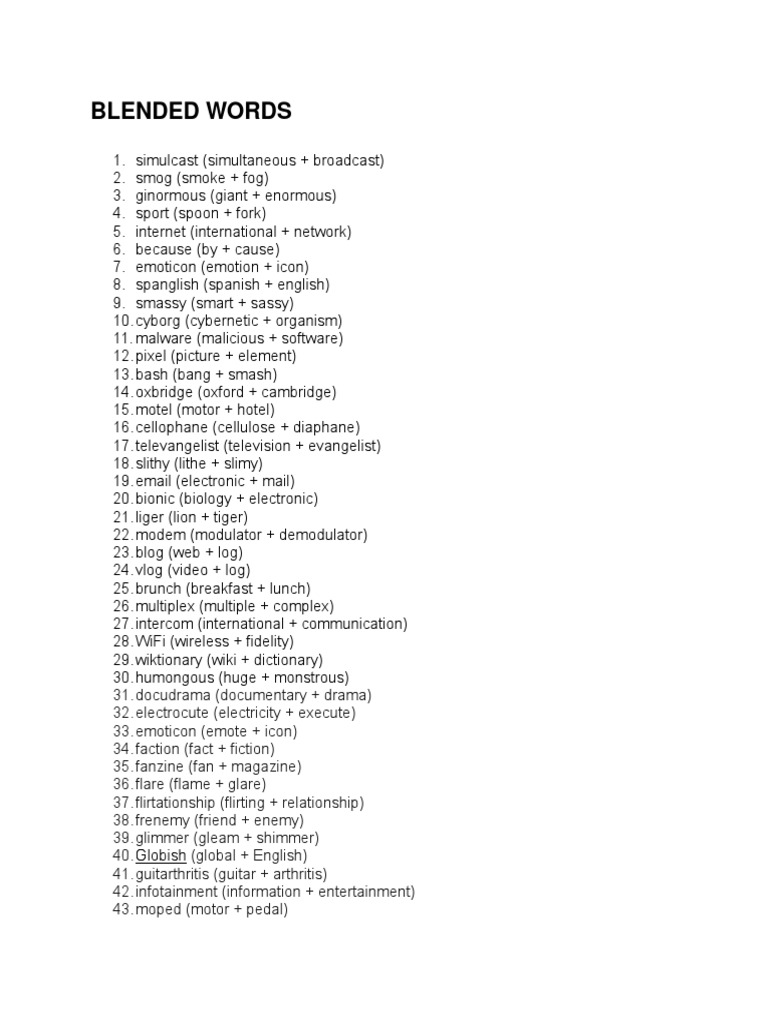 Blended Words | PDF | Entertainment (General) | Internet
