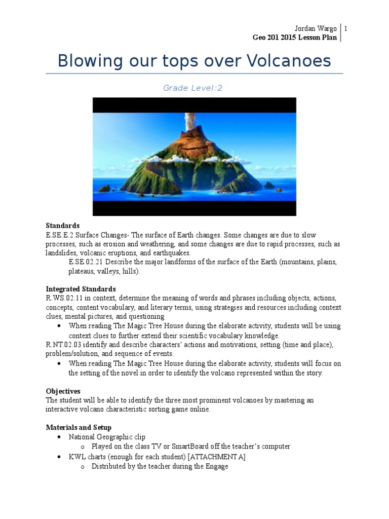 lesson plan | Volcano | Types Of Volcanic Eruptions