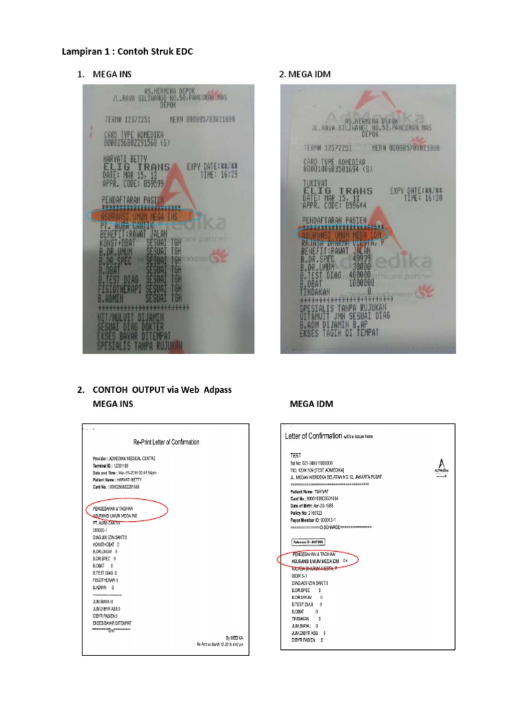 Contoh Struk MEGA Ins, Idm & Chs | PDF