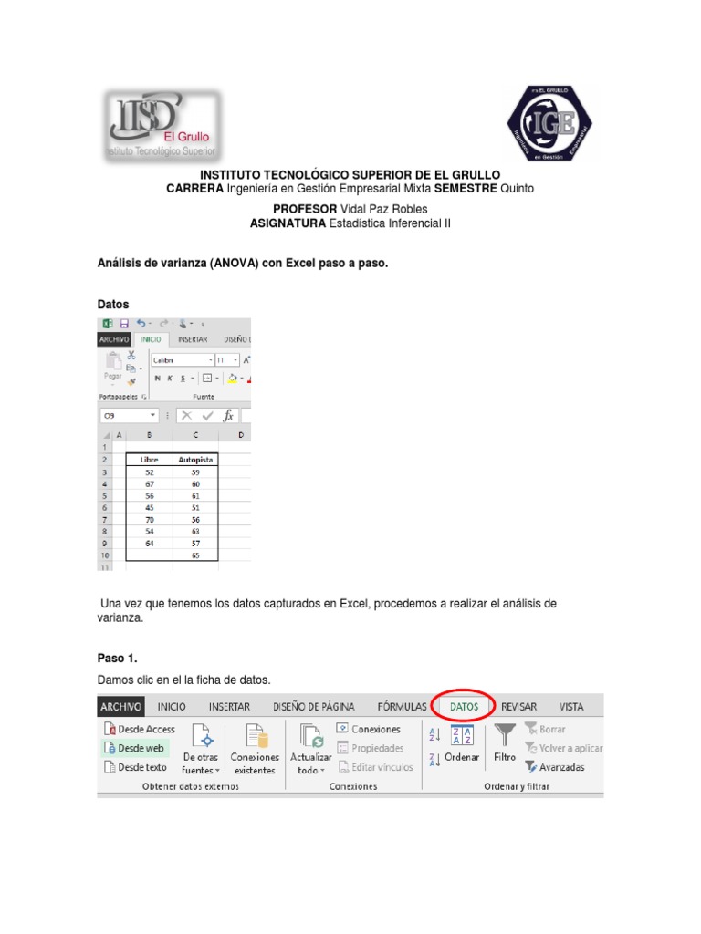 Ejemplo ANOVA Con Excel | PDF