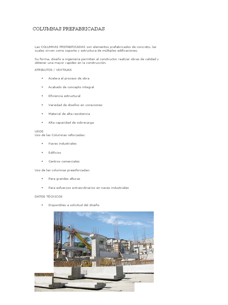 COLUMNAS Prefabricadas | PDF | Hormigón | Puente