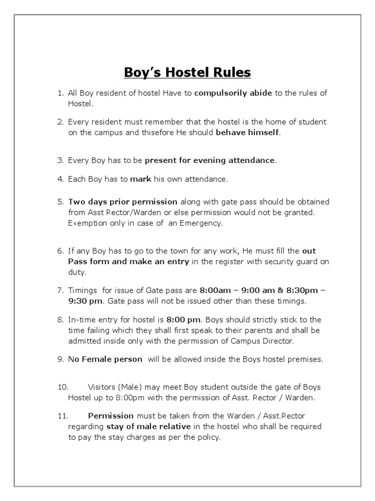 Hostel - Rules 31 Dec | PDF | Human Resource Management | Government ...