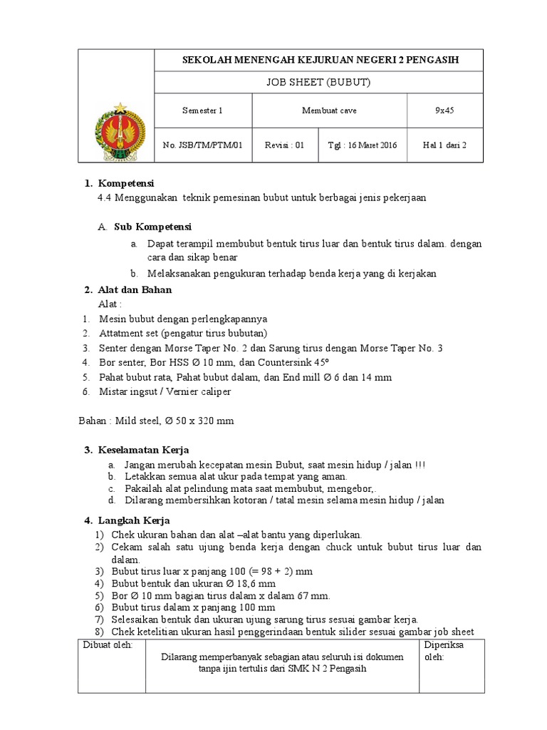Job Sheet Bubut Pdf