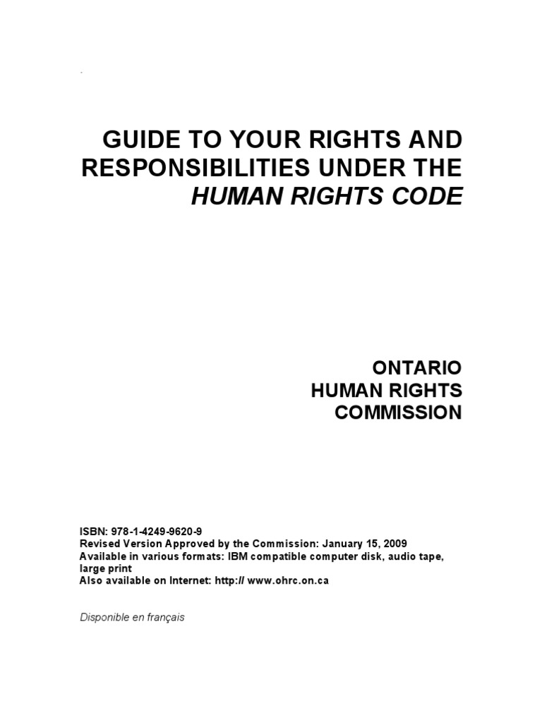 Ontario Human Rights Gude Responsibilities | PDF