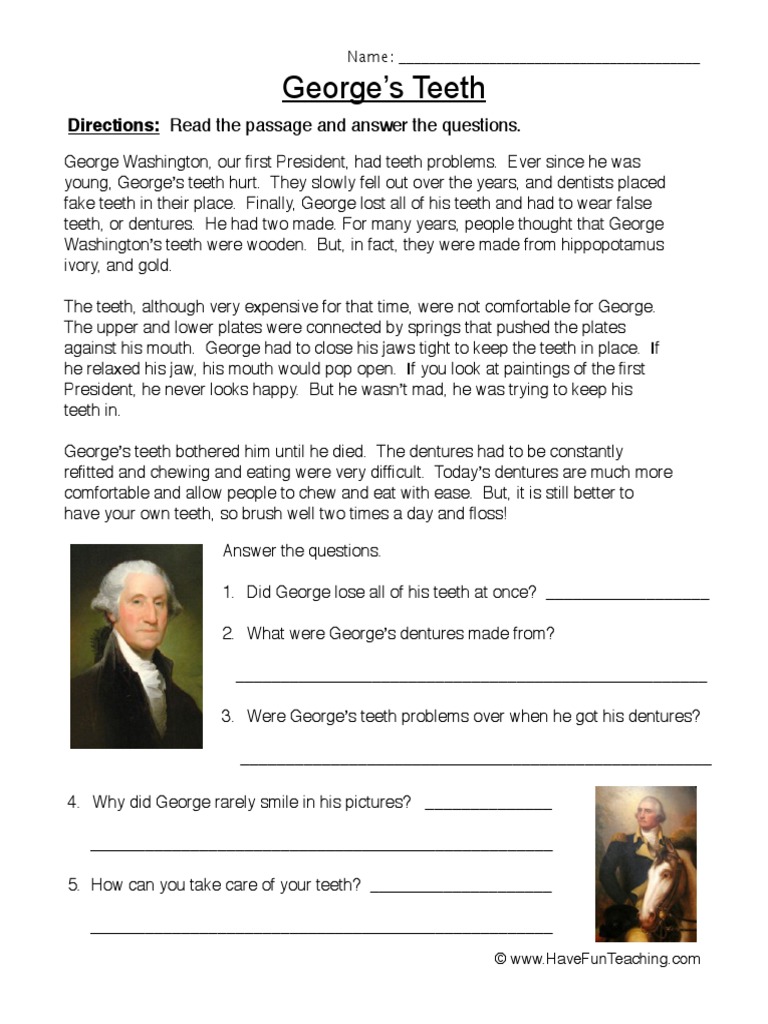 George Washington Worksheet 2 | PDF