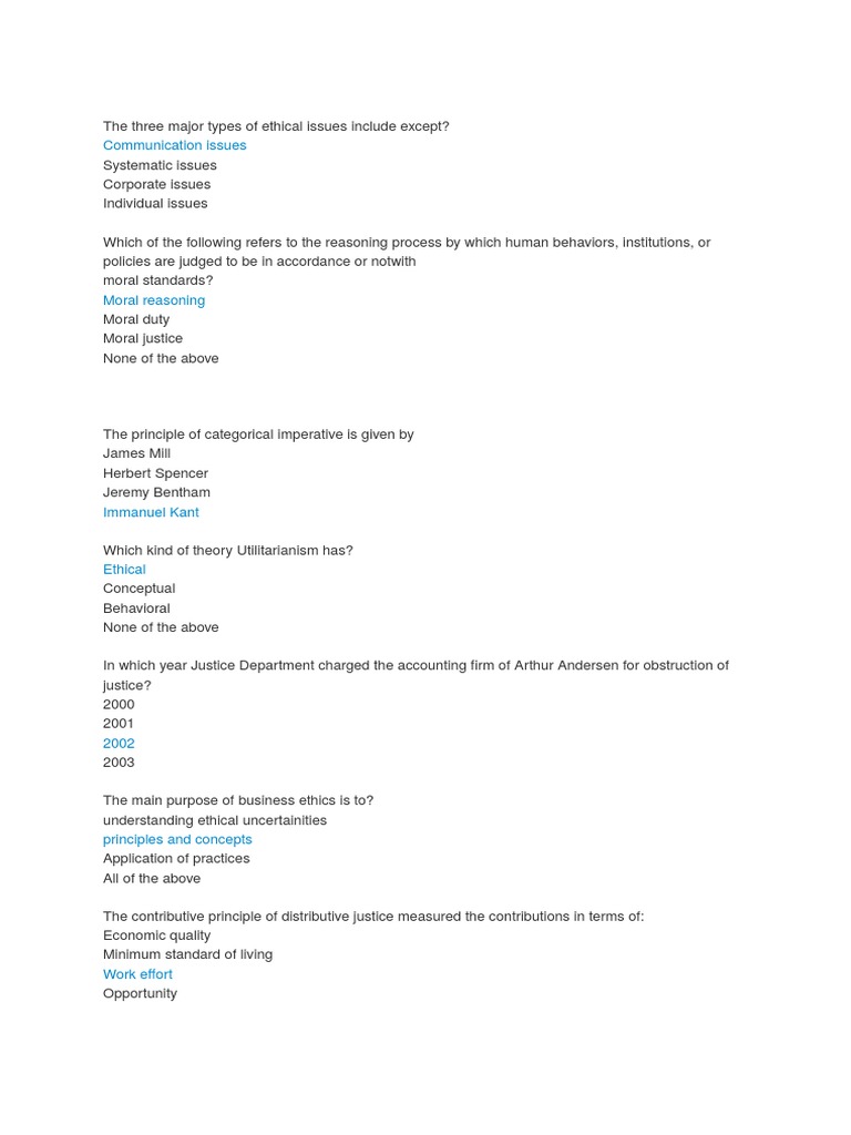 The Three Major Types of Ethical Issues Include Except | PDF ...